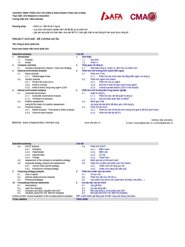 Hướng Dẫn CGBA Project | PDF