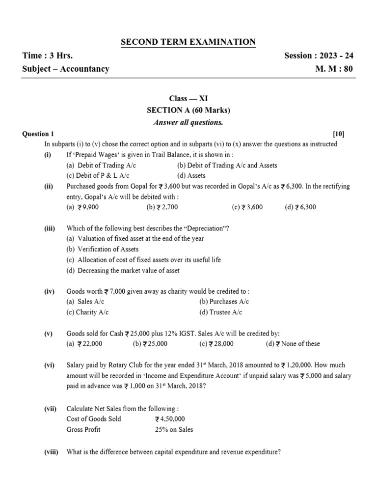 Final Paper Class XI | PDF