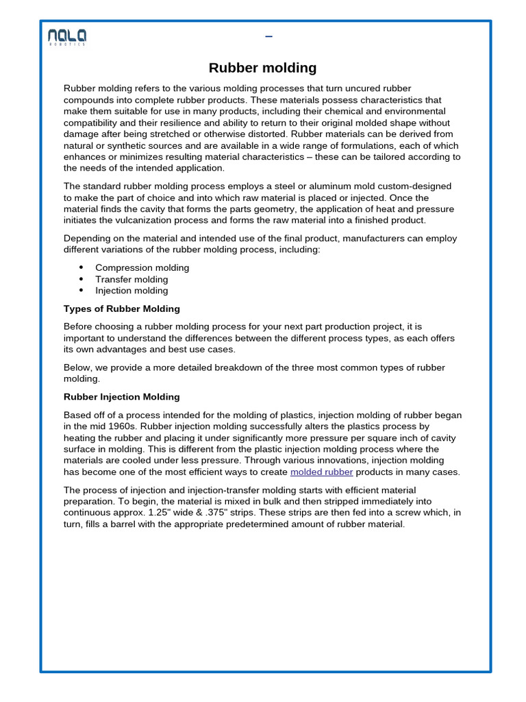 Rubber Molding | PDF | Plastic | Materials