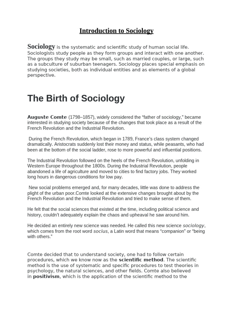 Lecture 2 Introduction To Sociology | PDF