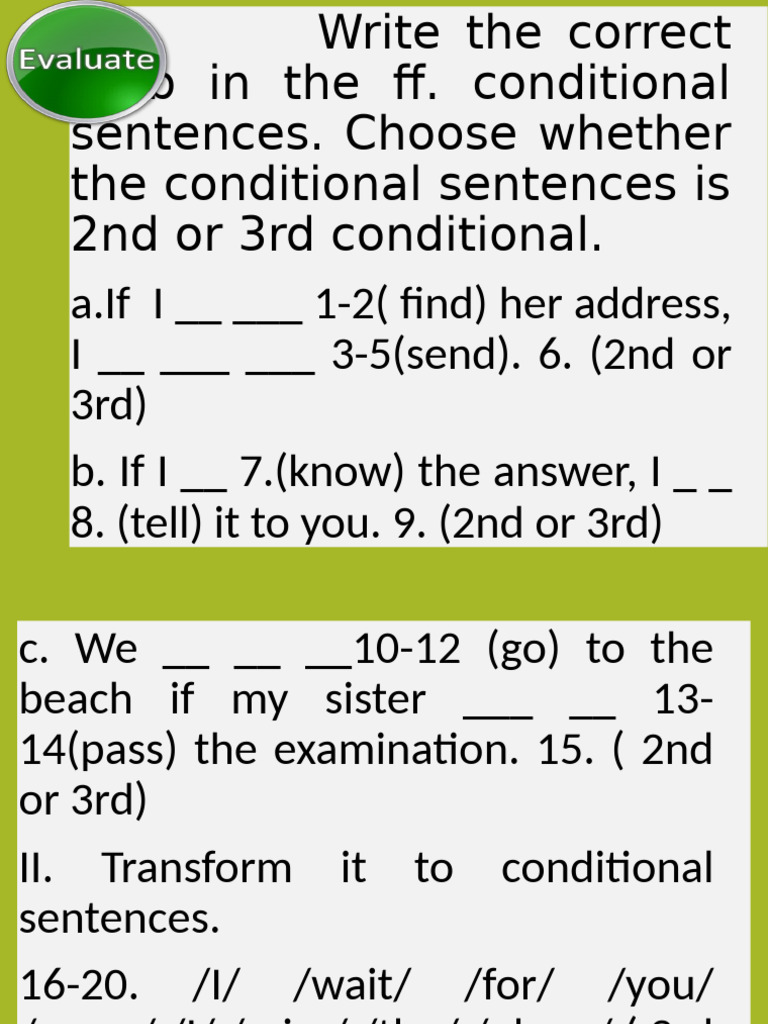 Second & Third Conditional Exercises | PDF