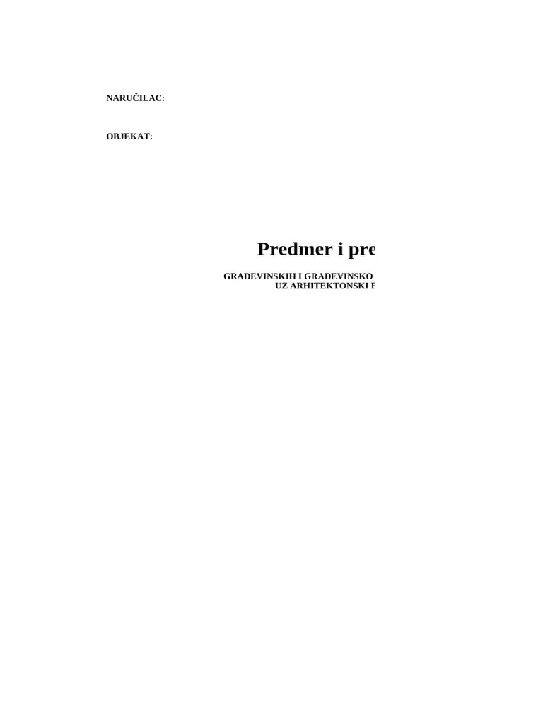 Primer Predmera I Predračuna Sa Opisima | PDF