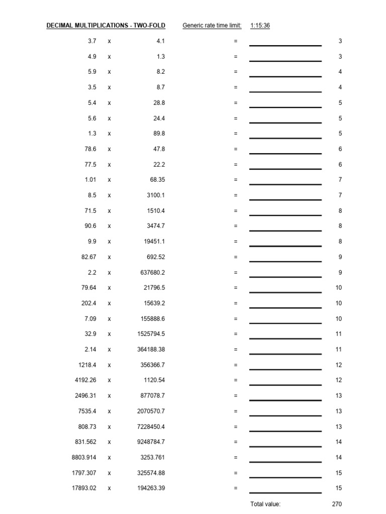 Decimal Mult. Surprise Task - 10 Sep 2024 | PDF