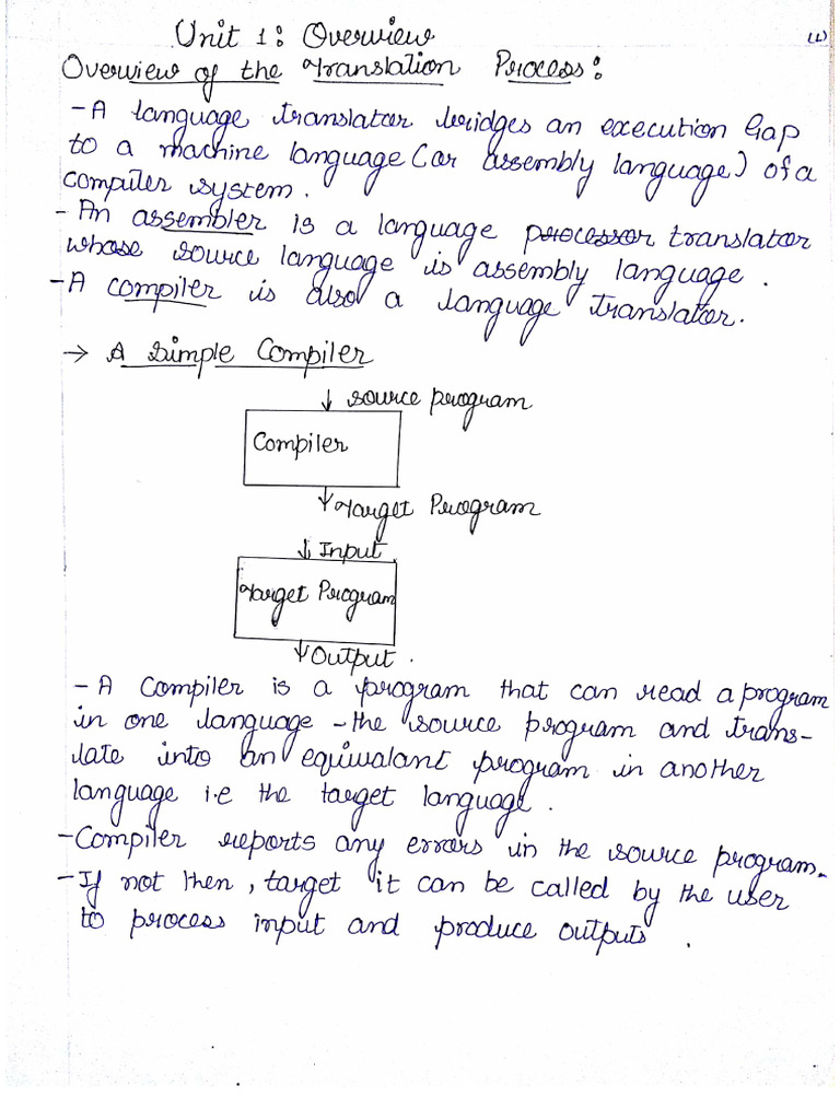Unit 1 Notes Introduction To Compiler | PDF