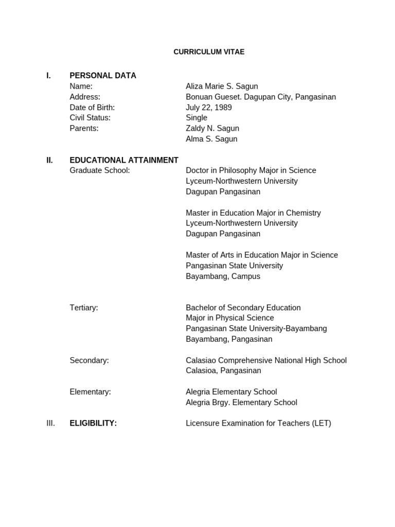 CURRICULUM VITAE Ali | PDF