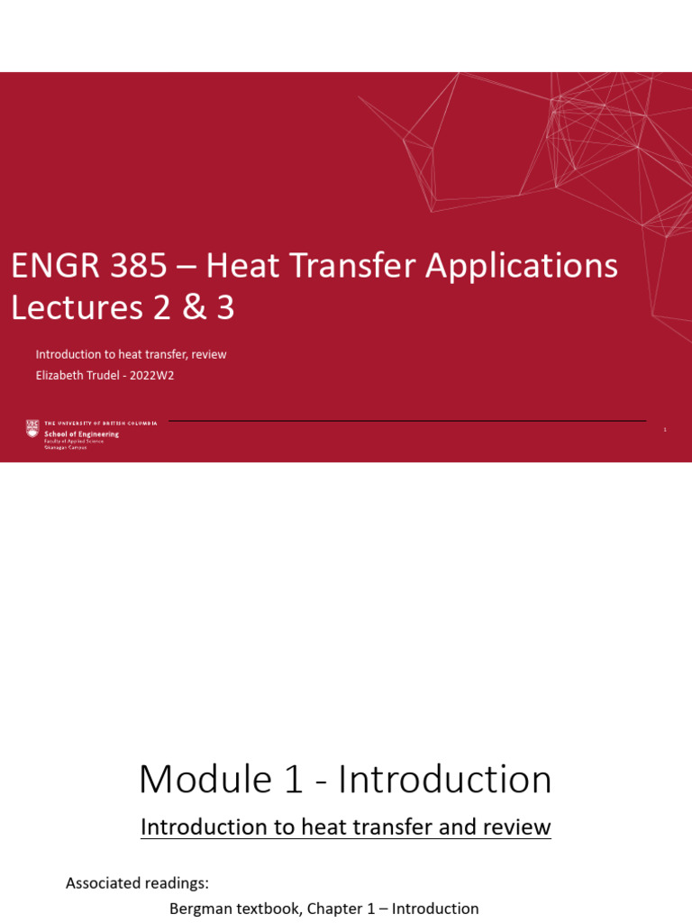 Lecture 2-3 - Introduction To Heat Transfer and Review - Annotated | PDF