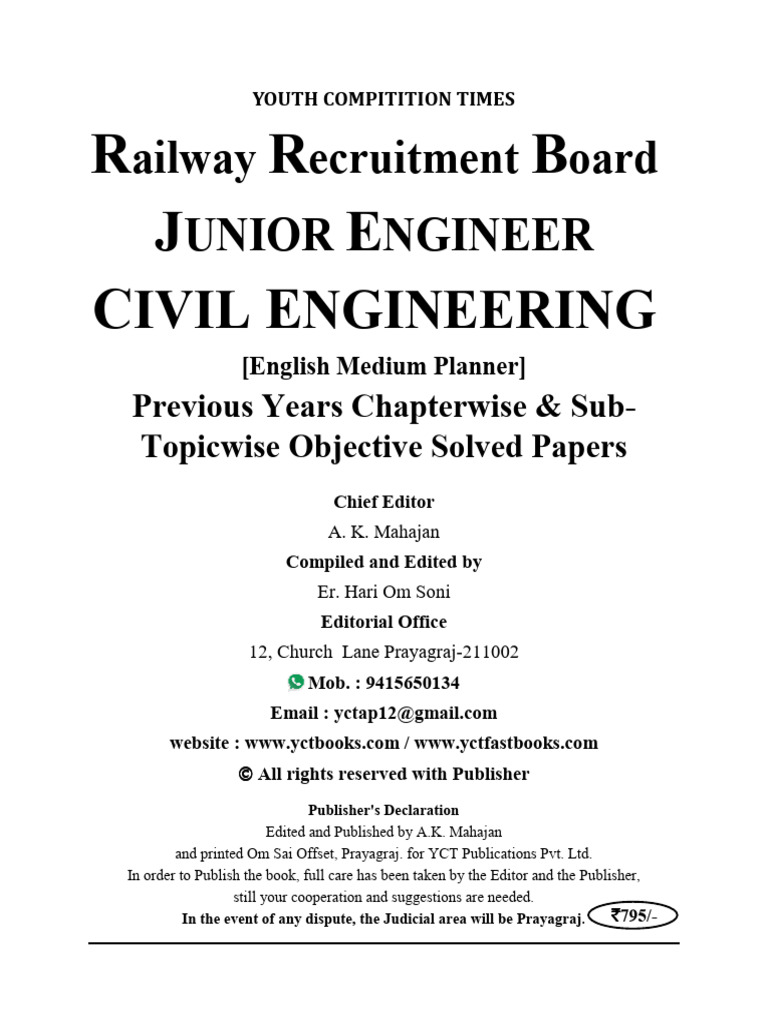 RRB JE CIVIL ENGINEERING Chapterwise & Sub Topicwise Solved Papers | PDF RRB JE CIVIL ENGINEERING Chapterwise & Sub Topicwise Solved Papers | PDF