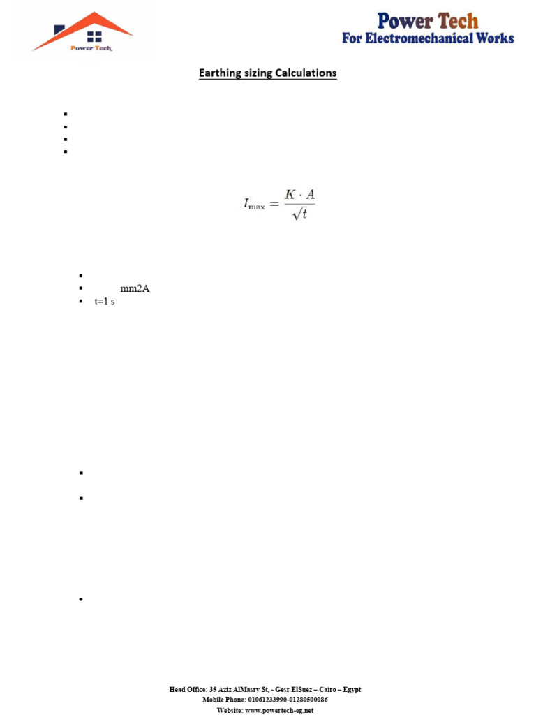 Earthing Sizing for Fault Currents | PDF