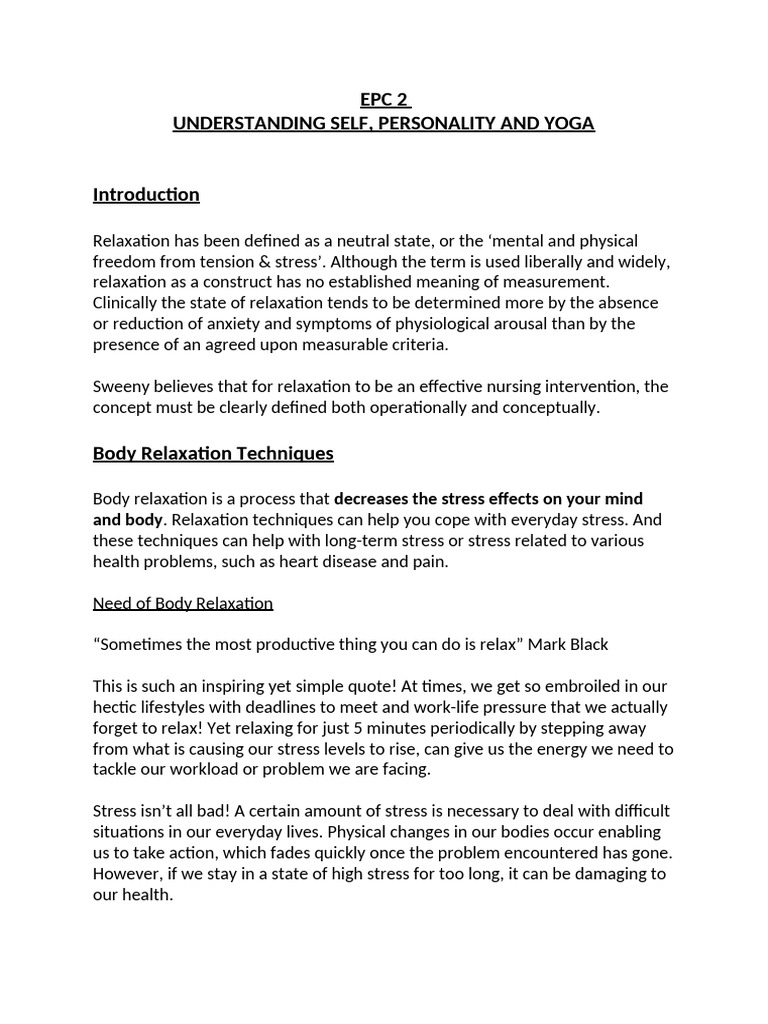 Epc 2 | PDF | Relaxation (Psychology) | Wellness