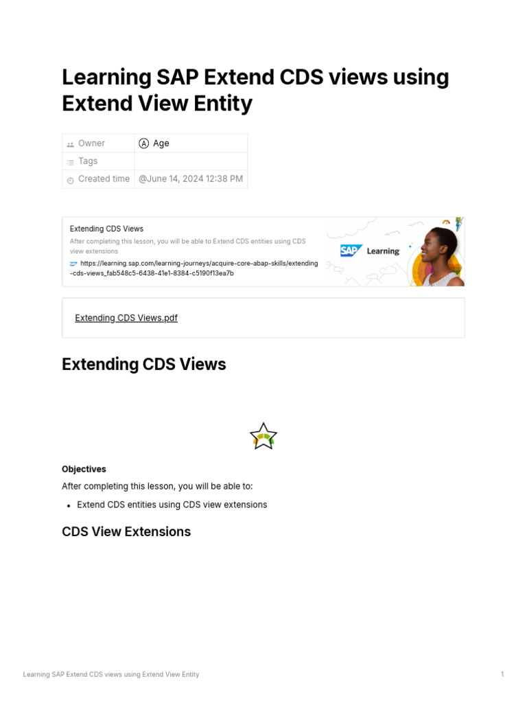 Learning SAP Extend CDS Views Using Extend View Entity | PDF | Software ...