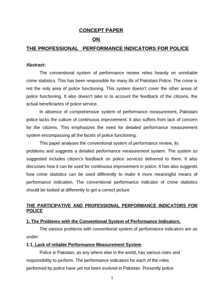 Police Performance Indicators | PDF