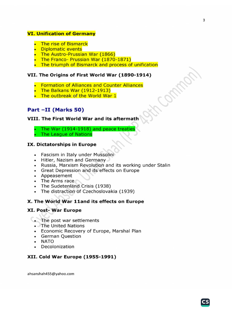 EU History Simple Notes | PDF