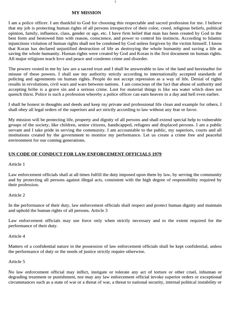 Booklet For Police Officers Pocket Size | PDF