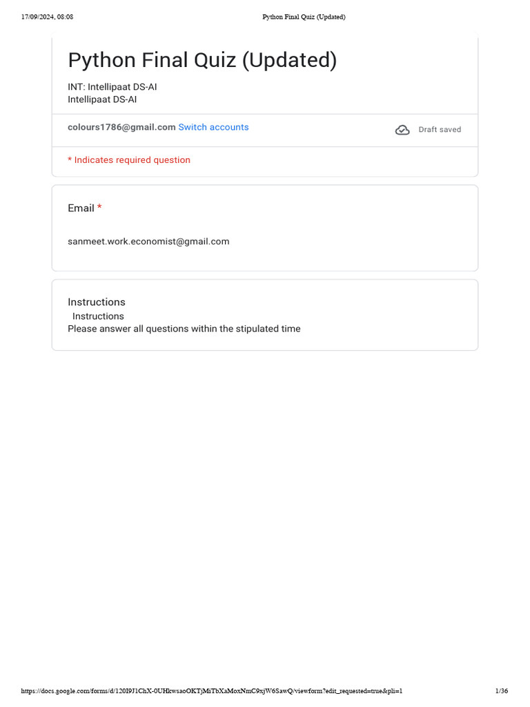 Python Final Quiz (Updated) | PDF