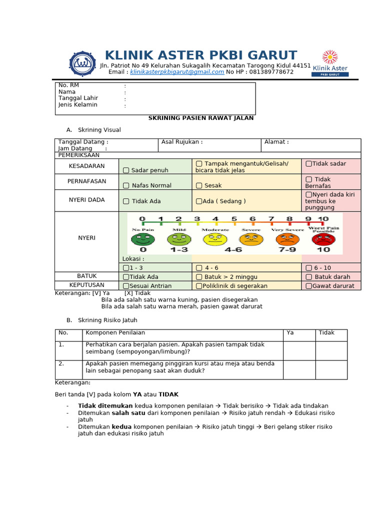 Form Skrining Awal | PDF