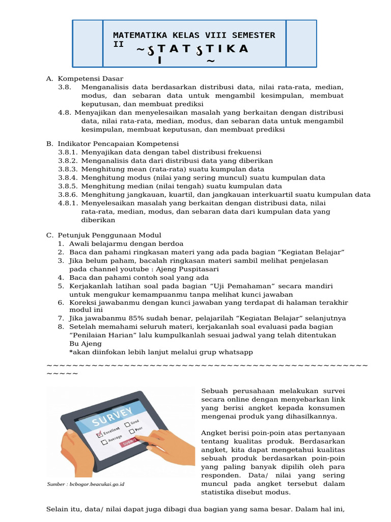 Modul Dan Latihan Soal Materi Statistika | PDF