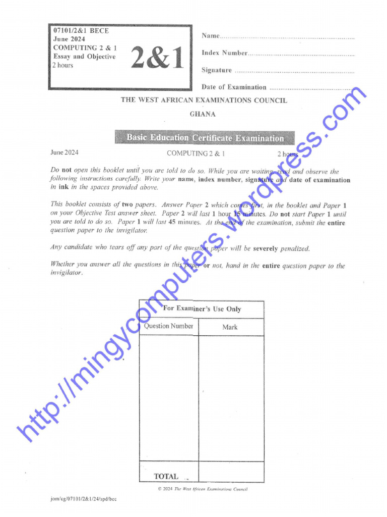 Bece Computing 2024 Pasco Complete5bsmileitoff5d | PDF