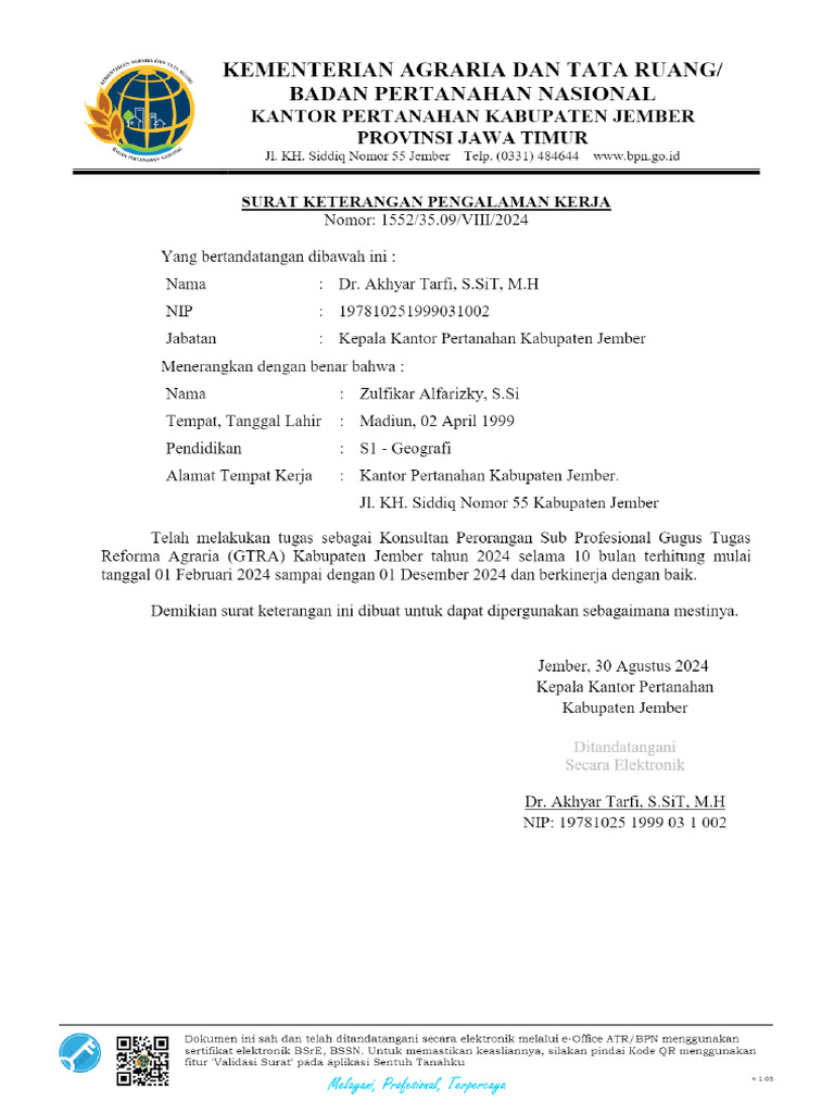 REFERENSI KERJA ZULFIKAR [signed] | PDF