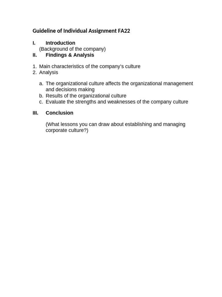 Guideline of Individual Assignment FA22 | PDF