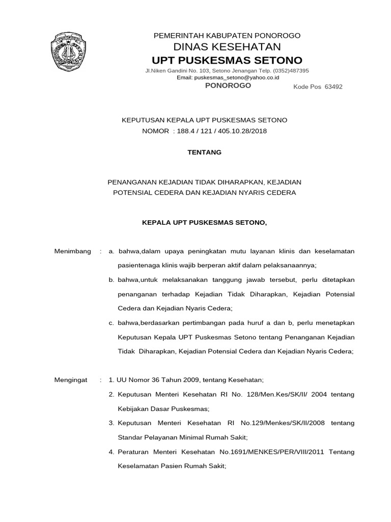 9.1.1 SK Penanganan KTD, KTC, KPC, KNL | PDF | Science & Mathematics