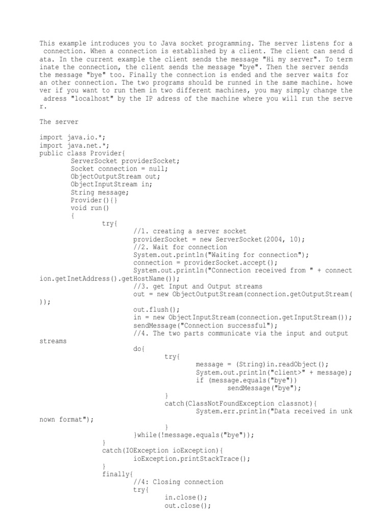 Java Socket Programming Pdf Network Socket Server Computing