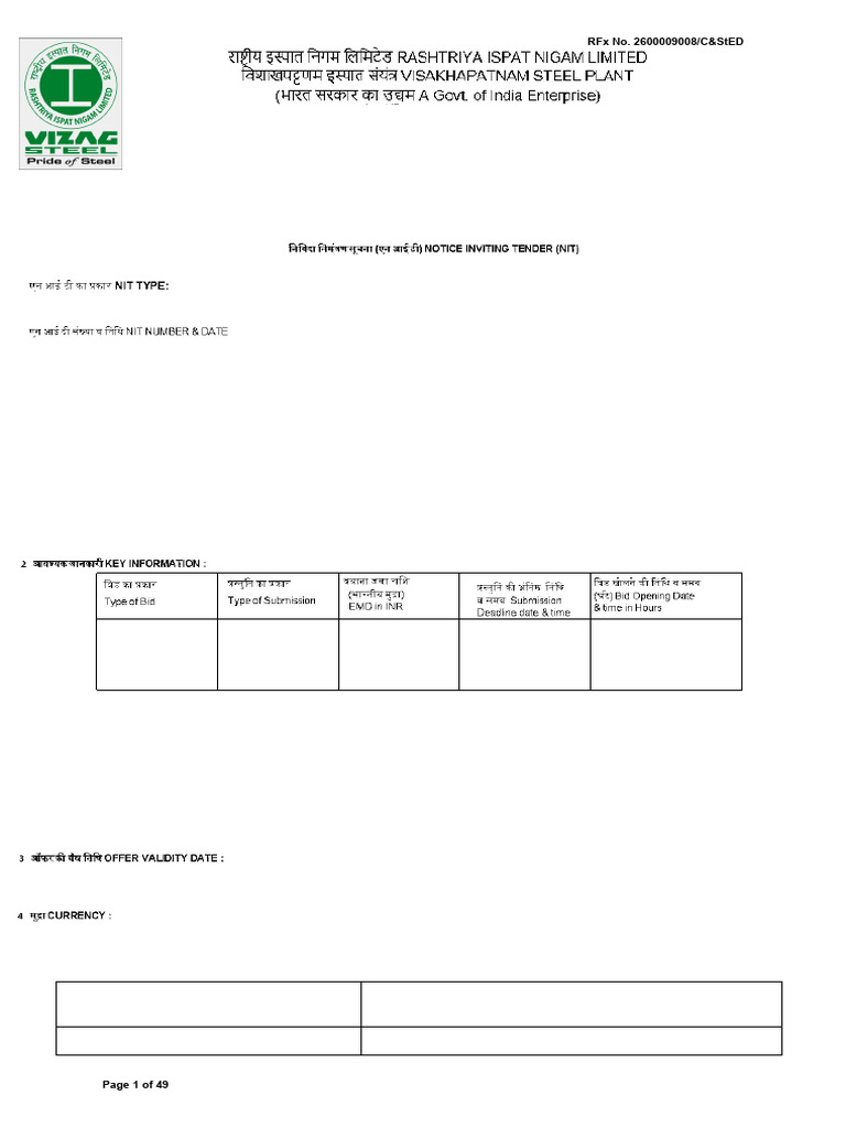Tender Schedule-OT | PDF