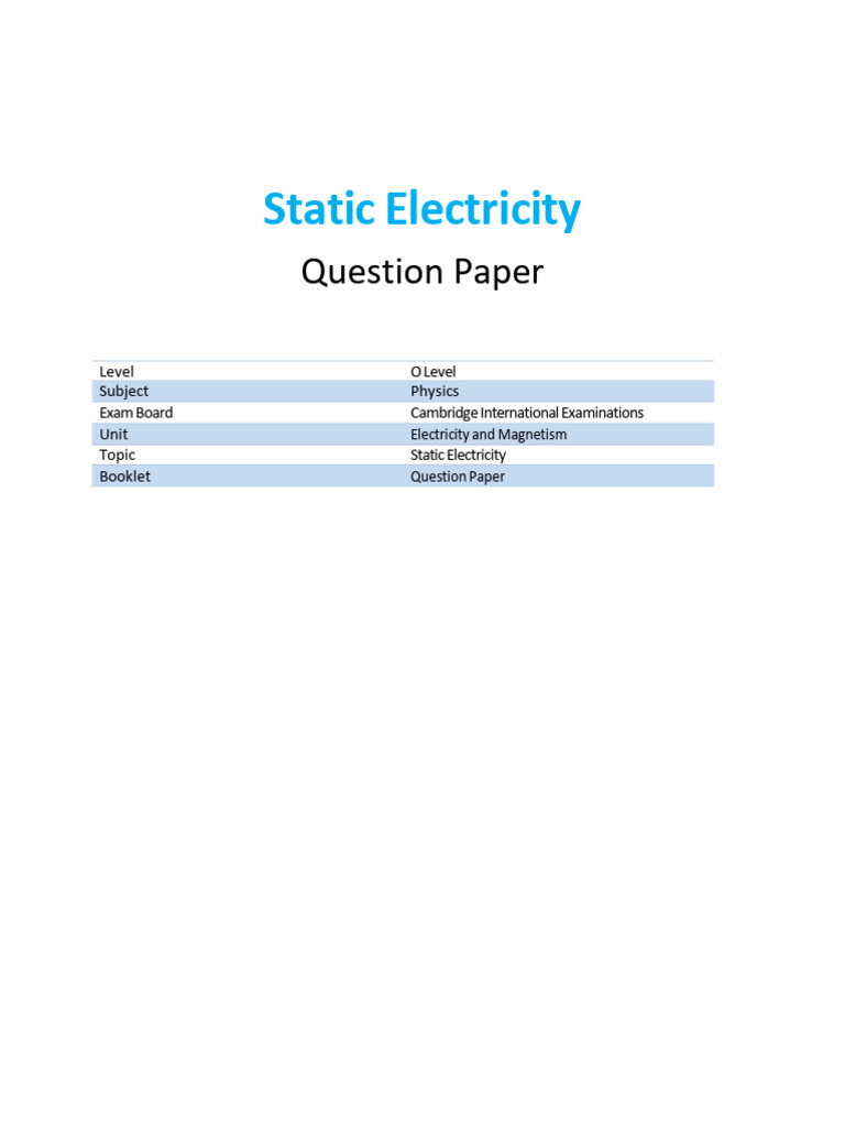 Static Electricity | PDF