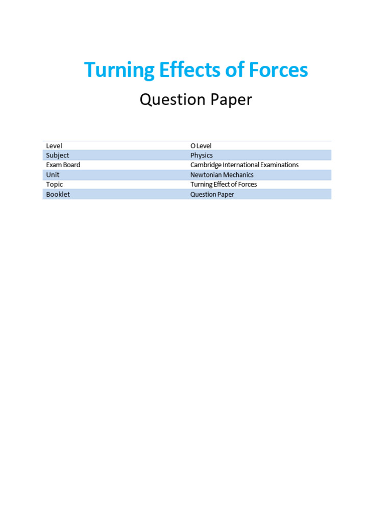 Turning Effect of Forces | PDF