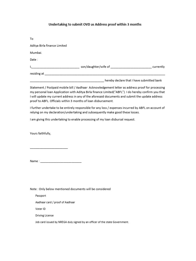 Ovd Declaration Form | PDF