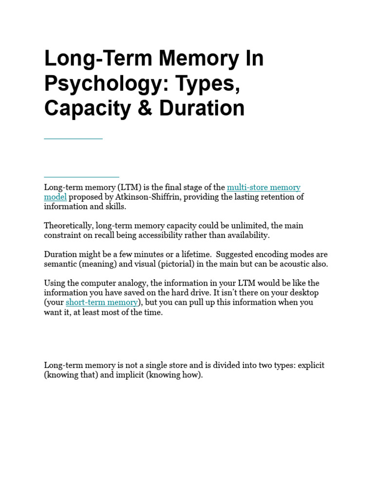 Long Term Memory Pdf 9710