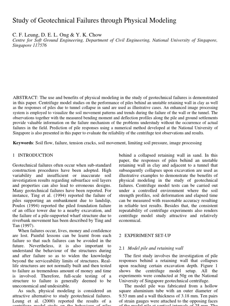 Geotechnical Failure Analysis via Centrifuge | PDF | Geotechnical ...