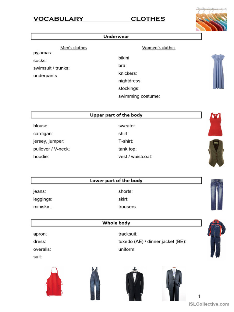 CLOTHES List | PDF | Sweater | Clothing