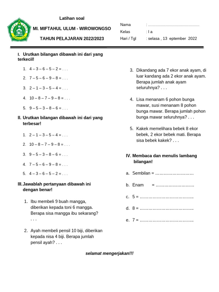 Latihan Soal Besok | PDF