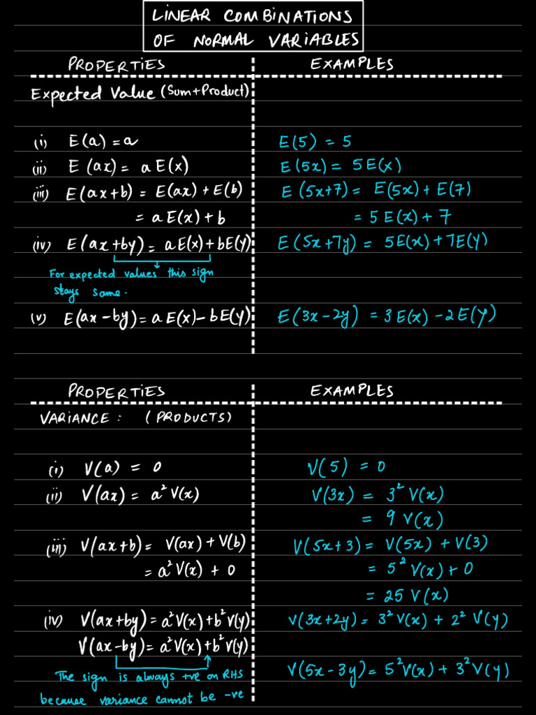 Linear Combinations of Random Variables s2 | PDF