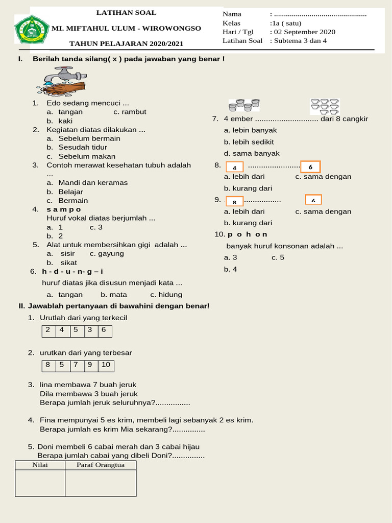 Latihan Soal KLS 1 | PDF