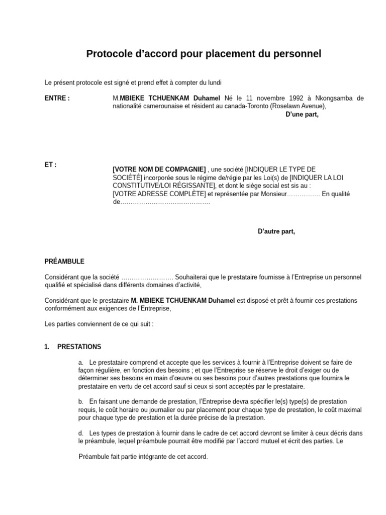 Protocole D'accord | PDF