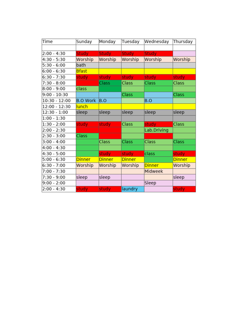 Daily Schedule | PDF