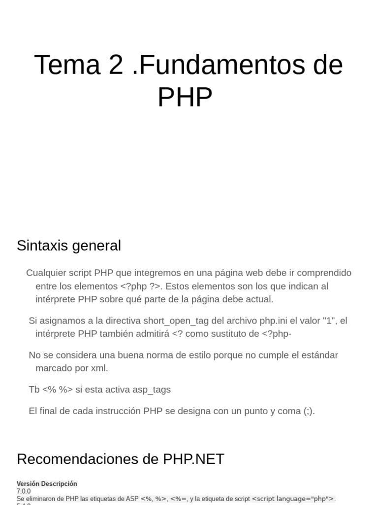 3 Tema 2 .Fundamentos de PHP 1 | PDF