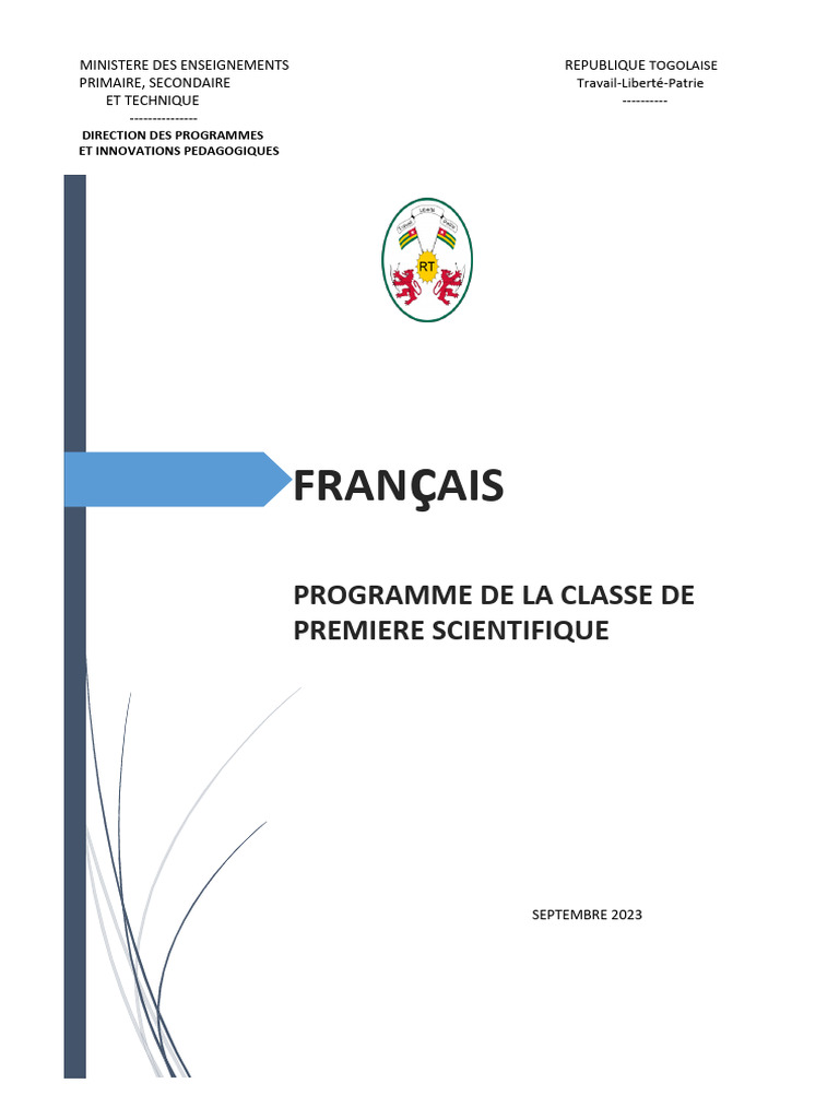 PROGRAMME DE FRANCAIS 1re CD | PDF