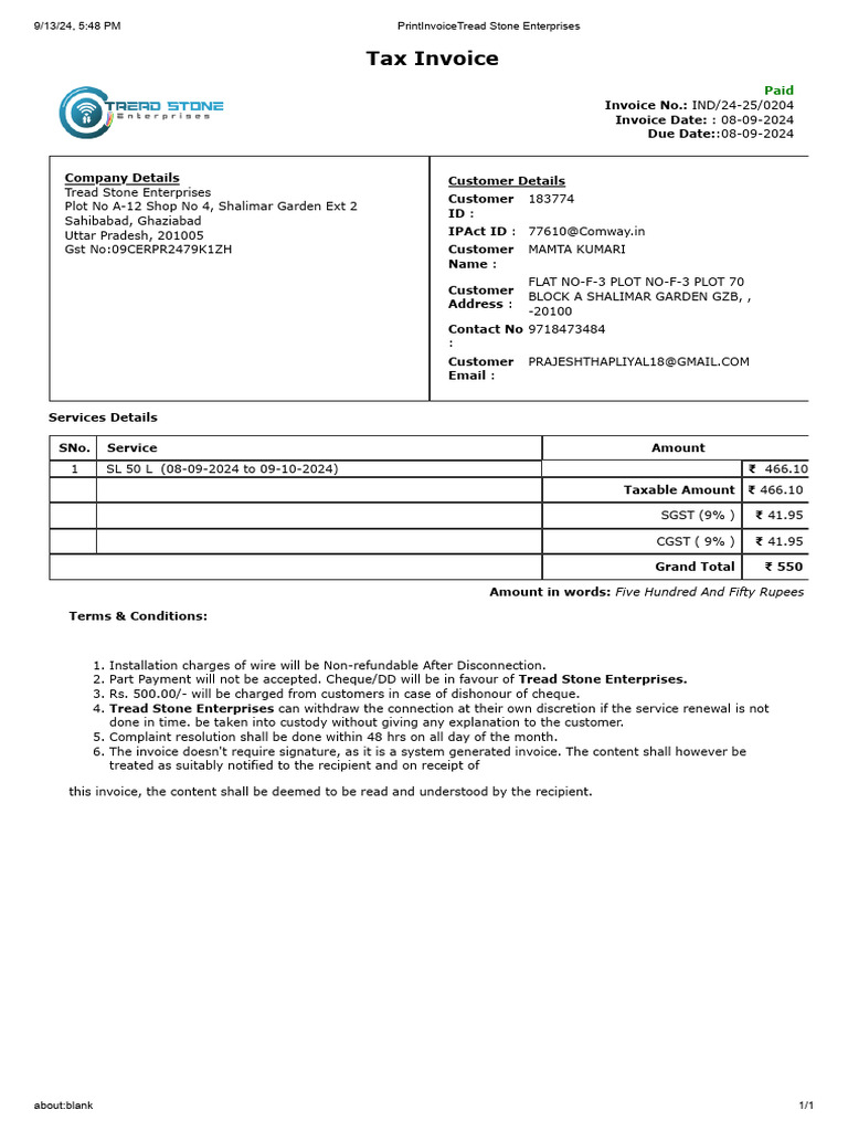 Print - Invoice - MAMTA KUMARI | PDF | Invoice | Cheque