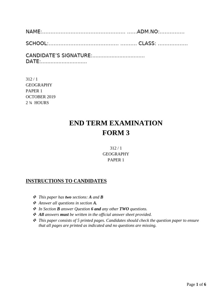 Geography Pp1 f3 2021 Term 3 | PDF