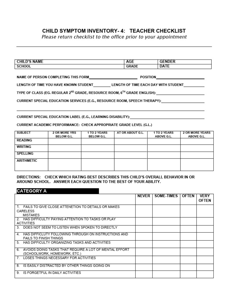 Child_symptom_teacher | PDF