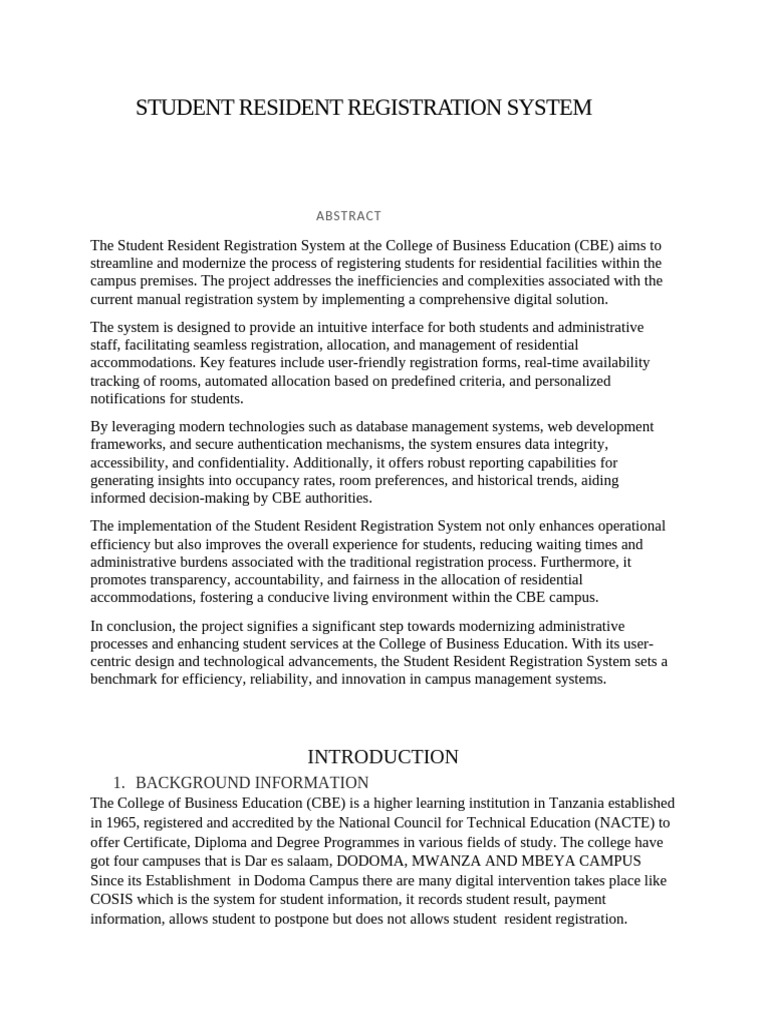 Student Resident Registration System | PDF