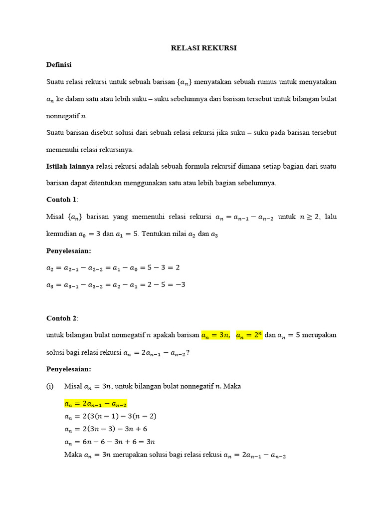 Pertemuan 6 Relasi Rekursif Baru | PDF