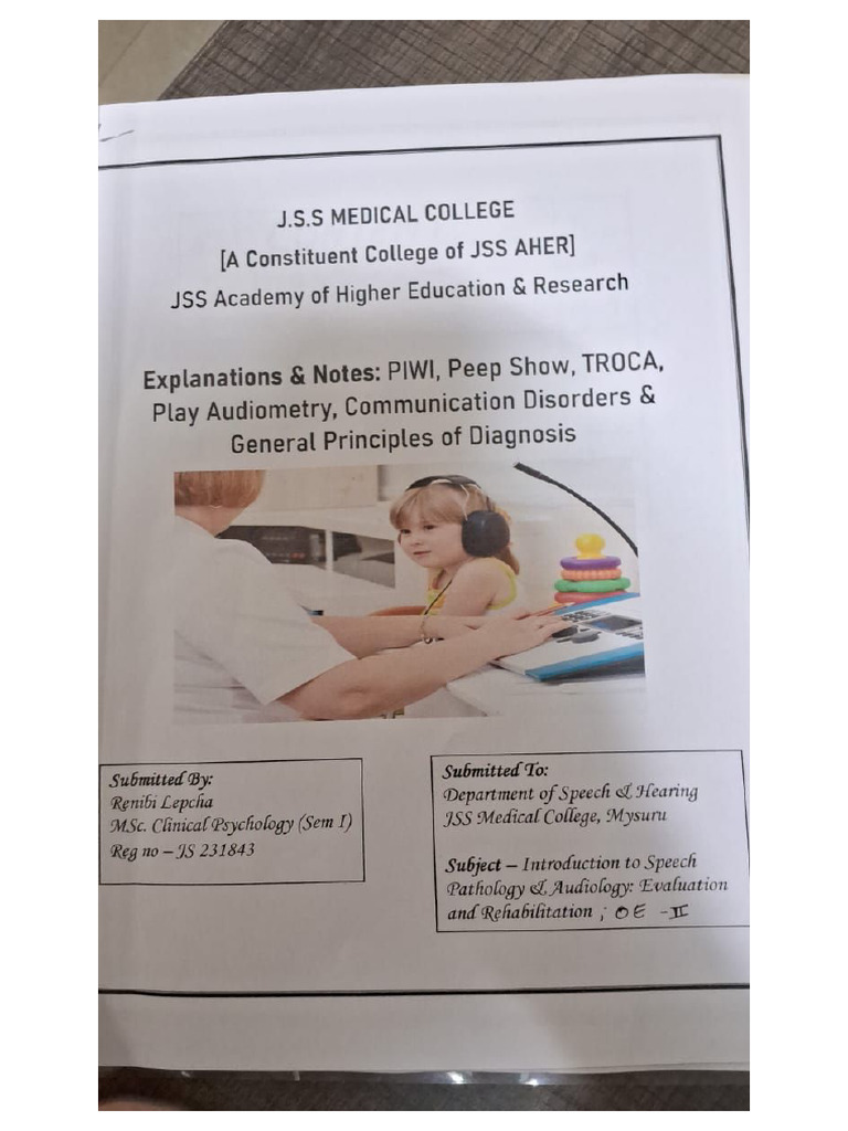 PIWI & Peep Show, TROCA, Play Audiometry, Communication Disorders and ...