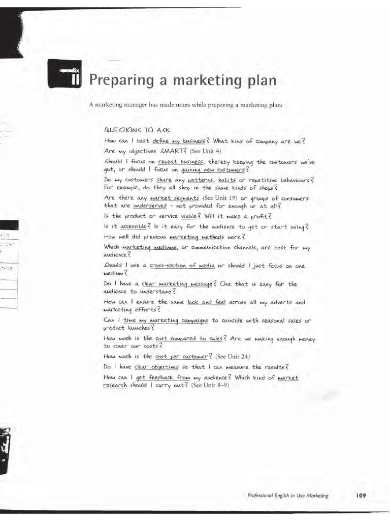 preparing a marketing plan | PDF