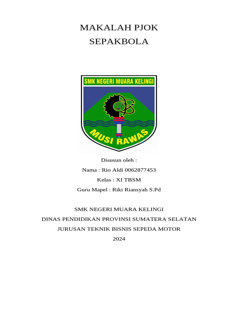 Contoh Cover Makalah Pjok | PDF