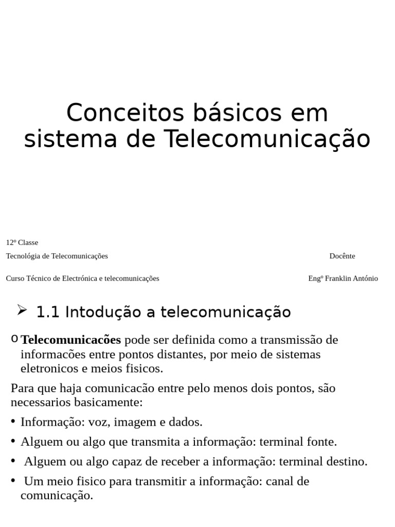 Conceitos Básicos em Sistema de Telecomunicação | PDF
