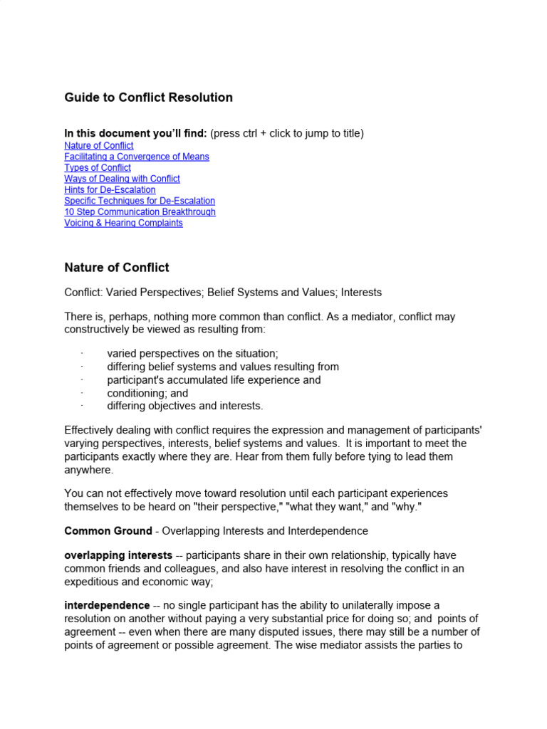 Guide to Conflict Resolution | PDF