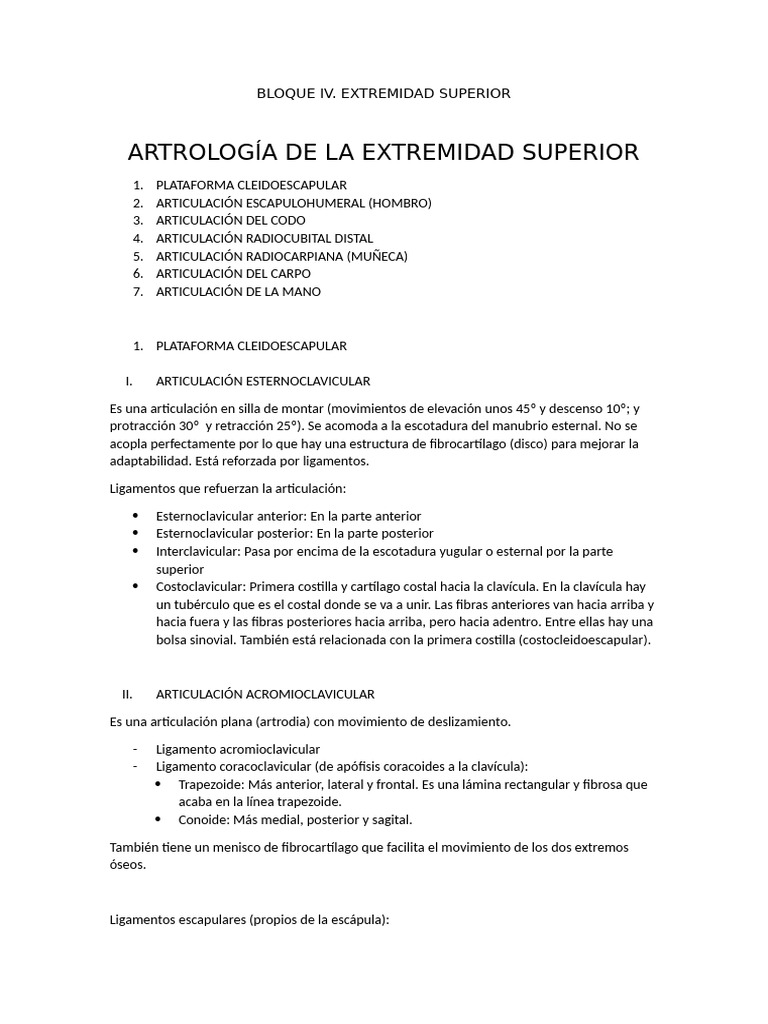 Bloque Iv. Extemidad Superior | PDF